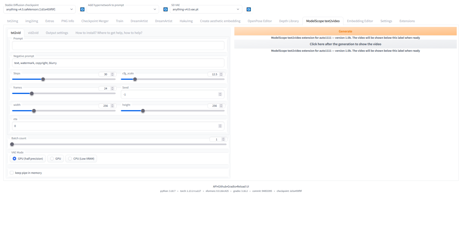 【StableDiffusion】動画生成が出来る拡張機能「modelscope text2video」【webUI】 - 7mm blog